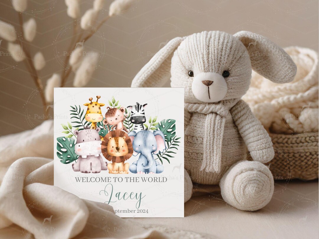 Welcome to the World, Congratulations Card, Jungle Safari Theme, Baby ...