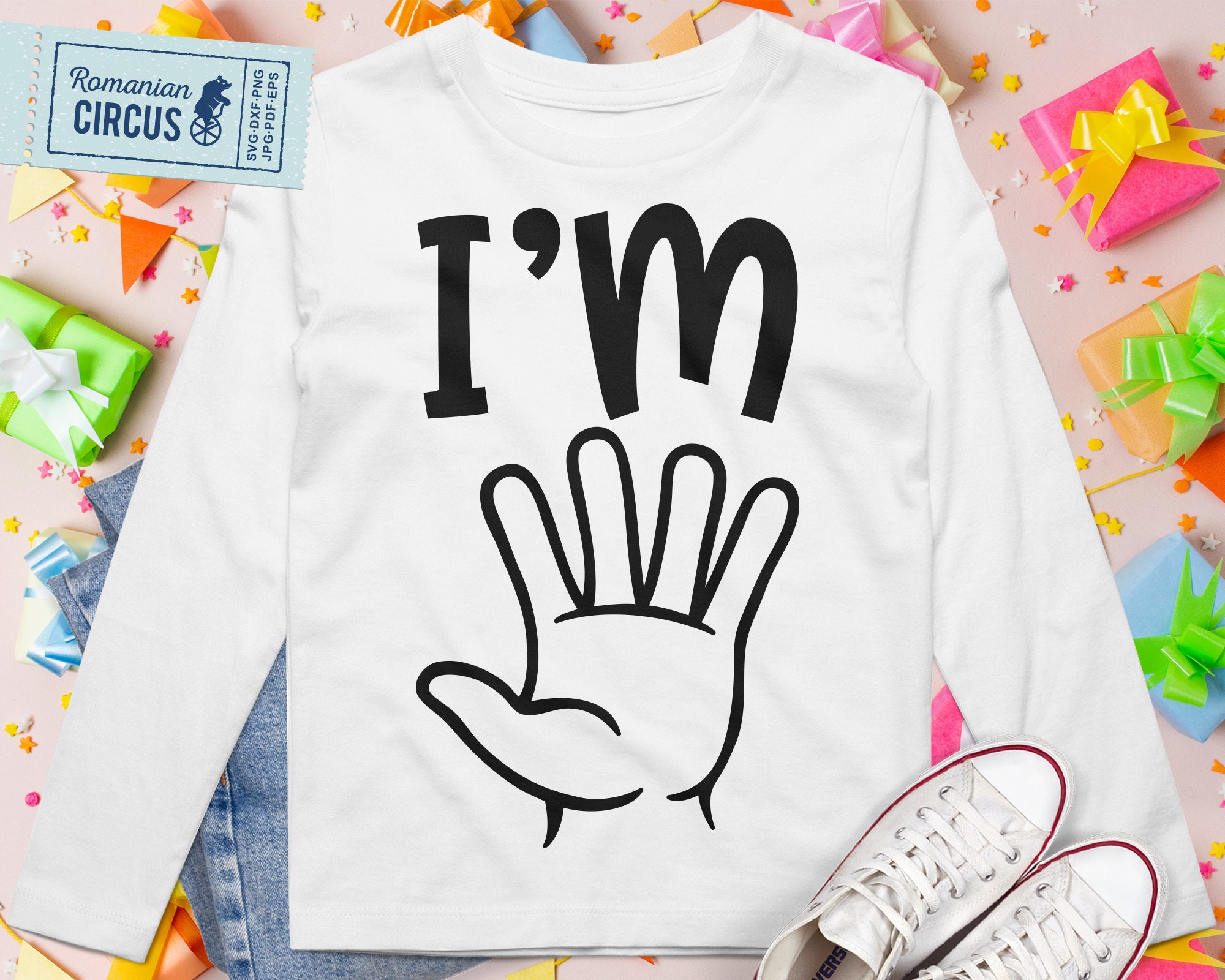 5th Birthday SVG, I'm Five Shirt Template (cricut, Silhouette) - Etsy