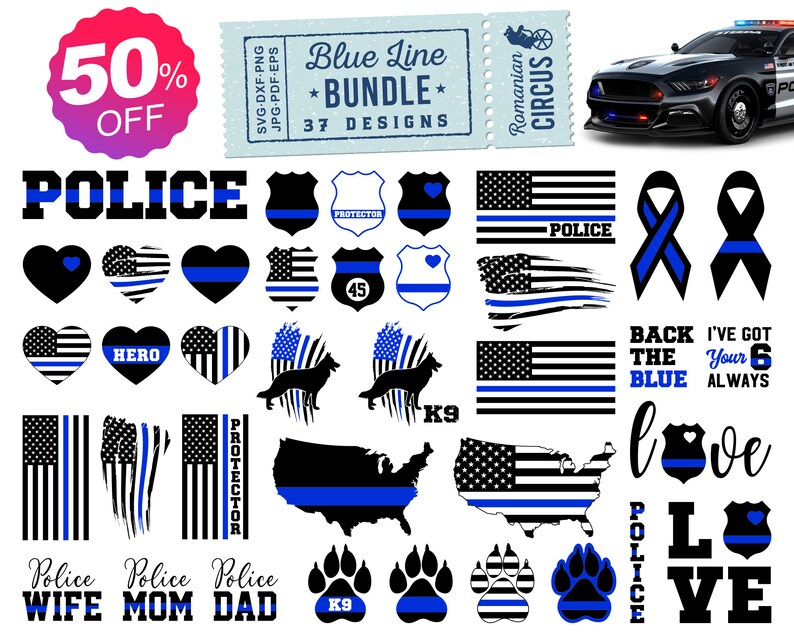 Police Svg Bundle Thin Blue Line Svg Designs Police Heart | Etsy