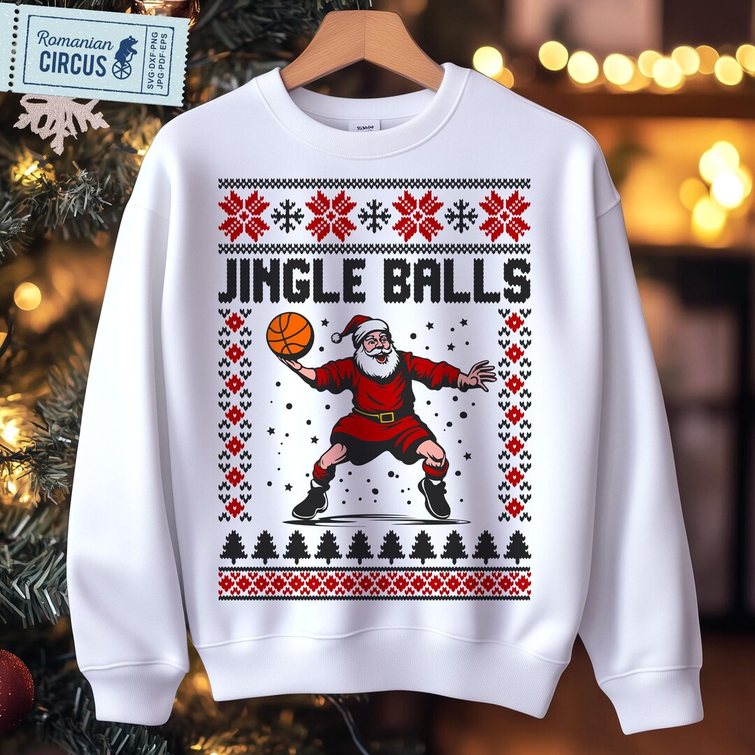 Jingle Balls Svg, Png, Basketball Ugly Christmas Sweater Svg, Santa ...