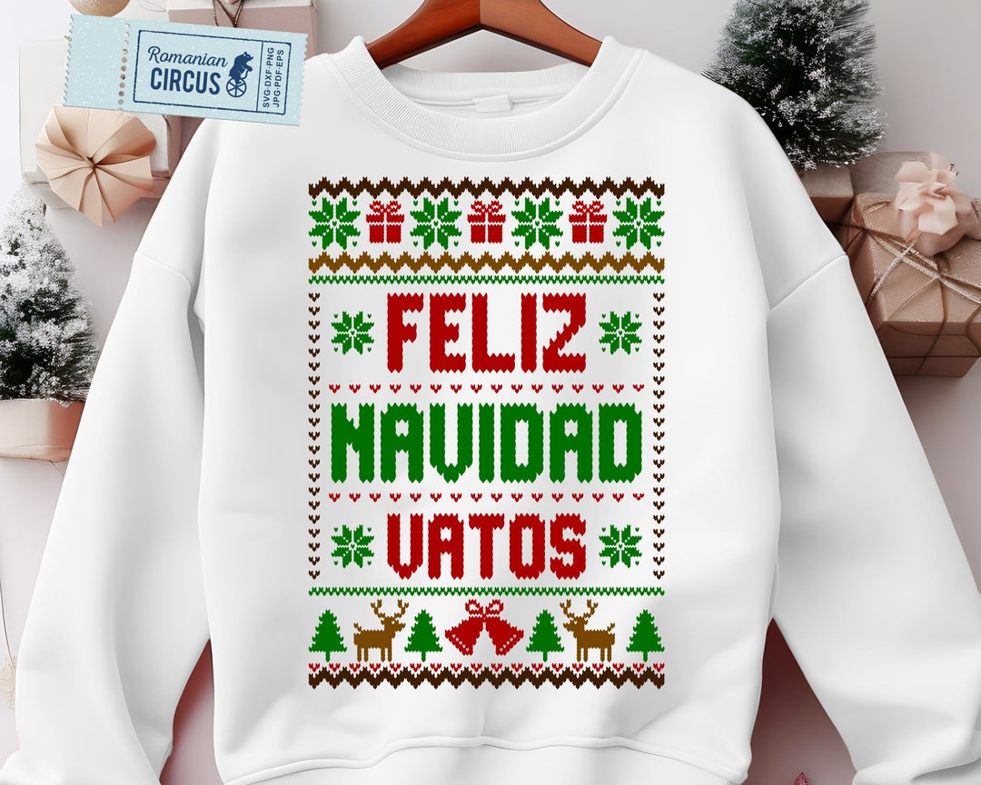 Feliz Navidad Vatos Svg PNG Funny Ugly Christmas Sweater - Etsy