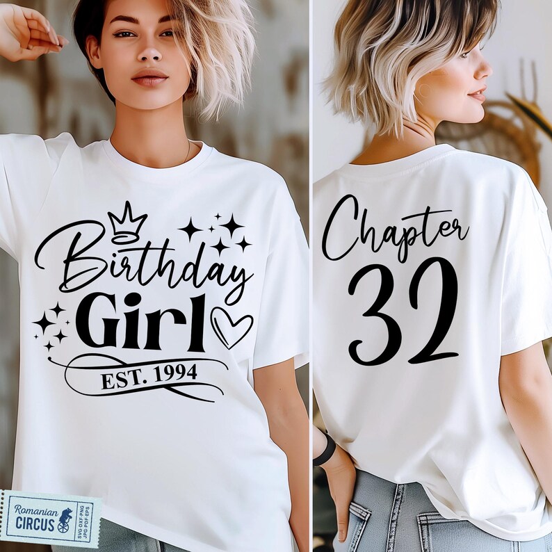 32th Birthday Girl Shirt Svg, Png, Est. 1993, 1994 Svg, Chapter 32 Svg ...