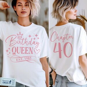 40th Birthday Shirt Svg, Png, Birthday Queen Est. 1985 Svg, Chapter 40 ...