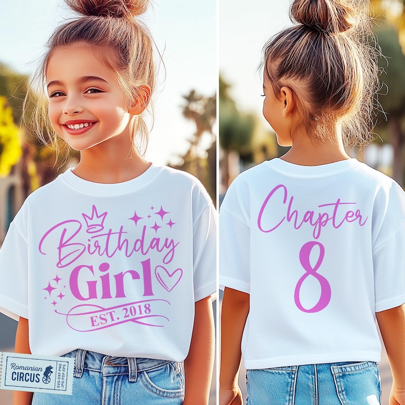 8th Birthday Girl Shirt SVG, PNG, Chapter 8 Svg, Est. 2018, Front ...