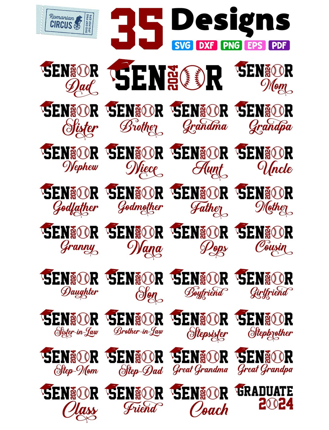 Baseball Senior Svg Bundle, Png, Graduation, Senior Night, Senior 2024 ...