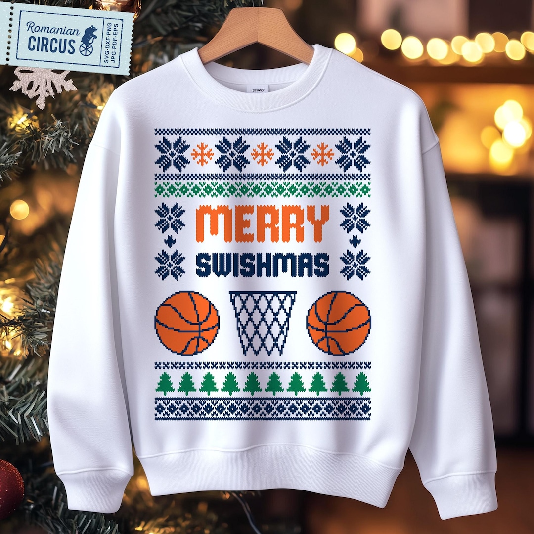 Merry Swishmas Svg, Png, Basketball Ugly Christmas Sweater Svg ...