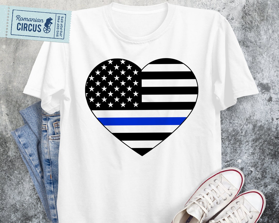 Thin Blue Line Svg Police Heart Svg Flag with Blue Line Svg - Etsy México