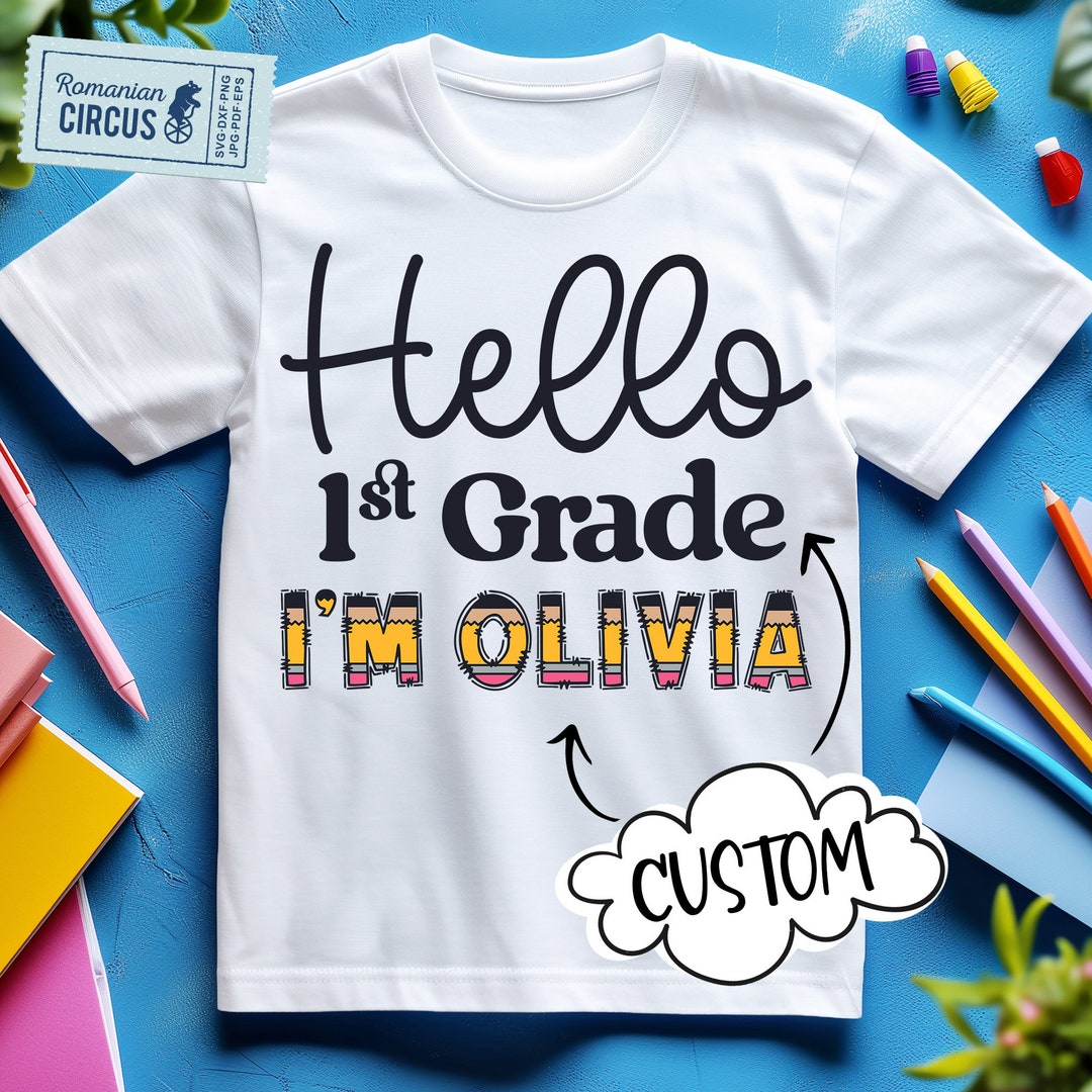 Hello 1st Grade Svg, Png, 1st Day of School, Back to School, First ...