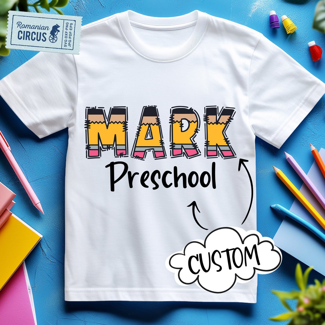 Personalized School Shirt Svg, Png, Pencil Letters Custom Kids Name Svg ...