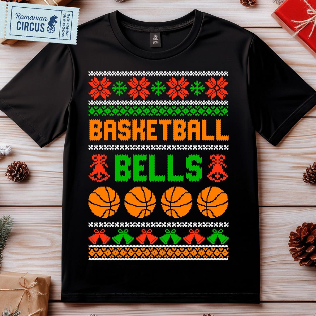 Christmas Basketball Svg, Png, Basketball Bells Svg, Basketball Ugly ...