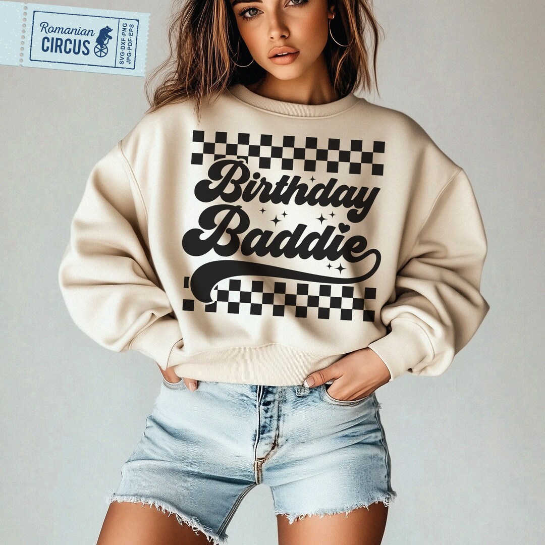 Birthday Baddie Svg, Png, Retro Checker, Birthday Girl Svg, Woman ...