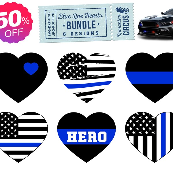 Blue Line Heart Svg - Etsy