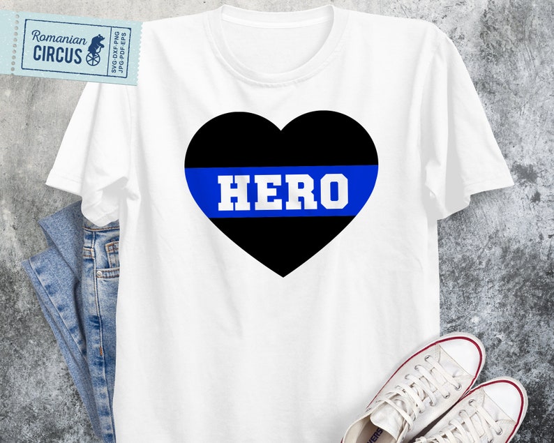 Blue Line Hero Svg Heart With Thick Blue Line Svg Cricut - Etsy
