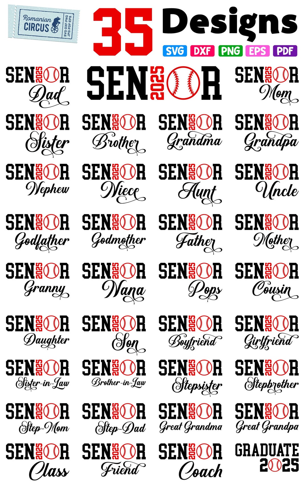 Senior Baseball Svg, Png, Baseball Senior 2025 Bundle, Class of 2025 ...