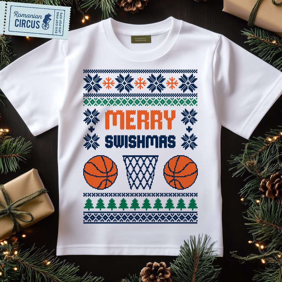 Merry Swishmas Svg, Png, Basketball Ugly Christmas Sweater Svg ...