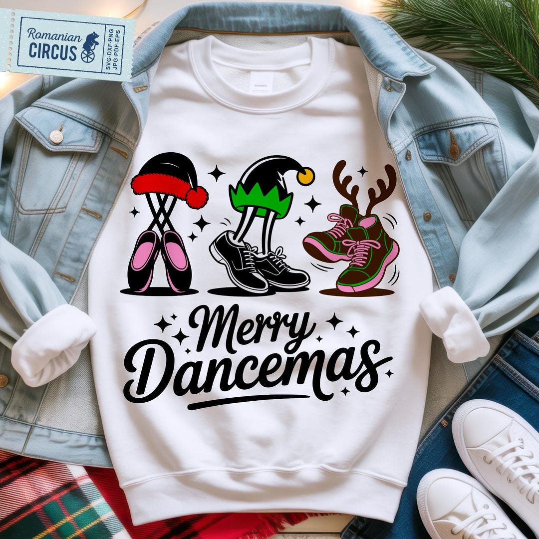 Merry Dancemas Svg, Png, Snickers, Ballet Shoes Christmas Svg ...