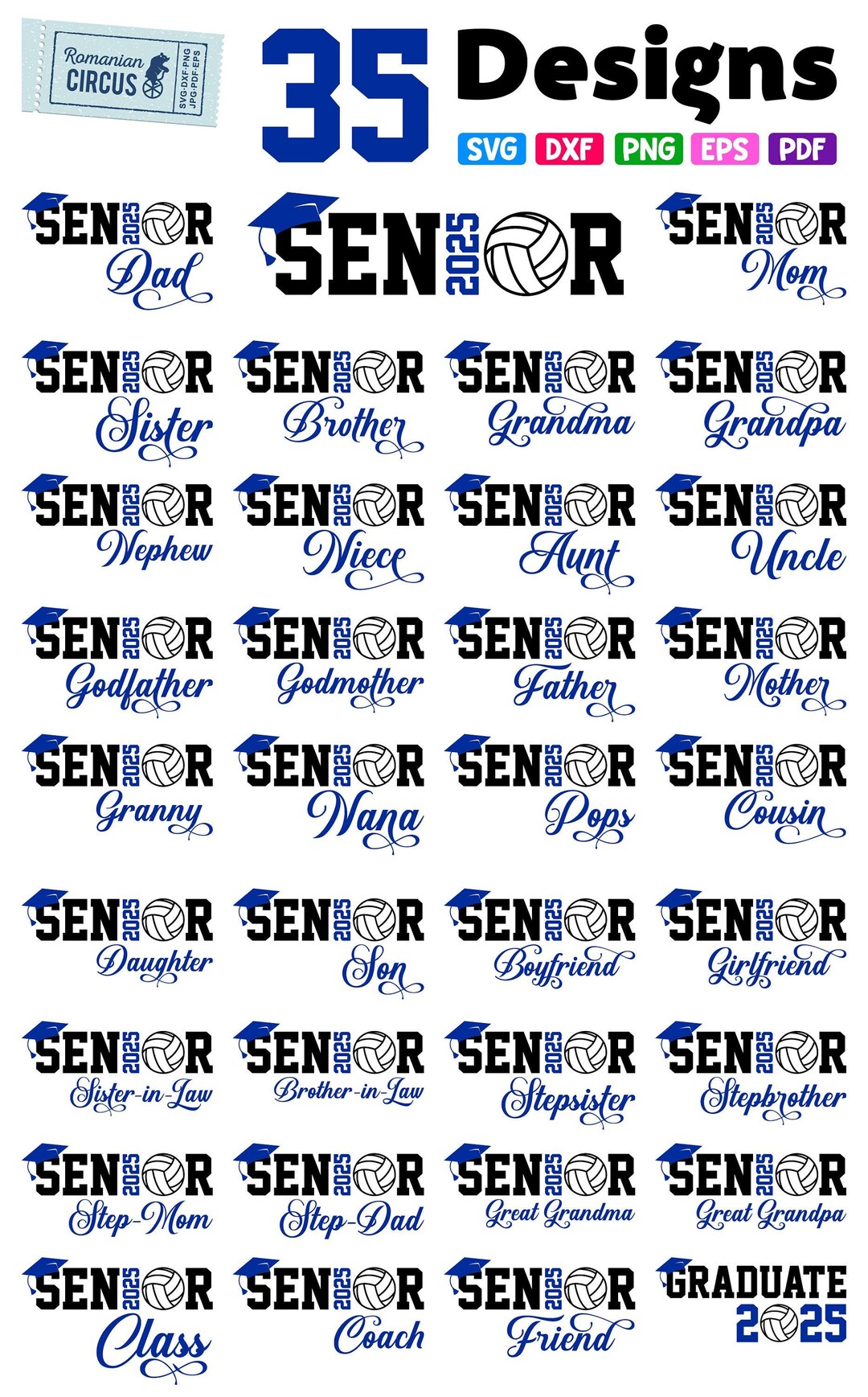 Senior Volleyball Svg, Png, Senior Family Bundle, Class of 2025 Svg ...