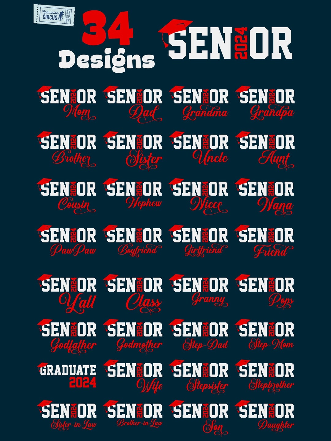 Senior Family Svg Bundle, PNG, Graduation Matching Shirts, Class of ...