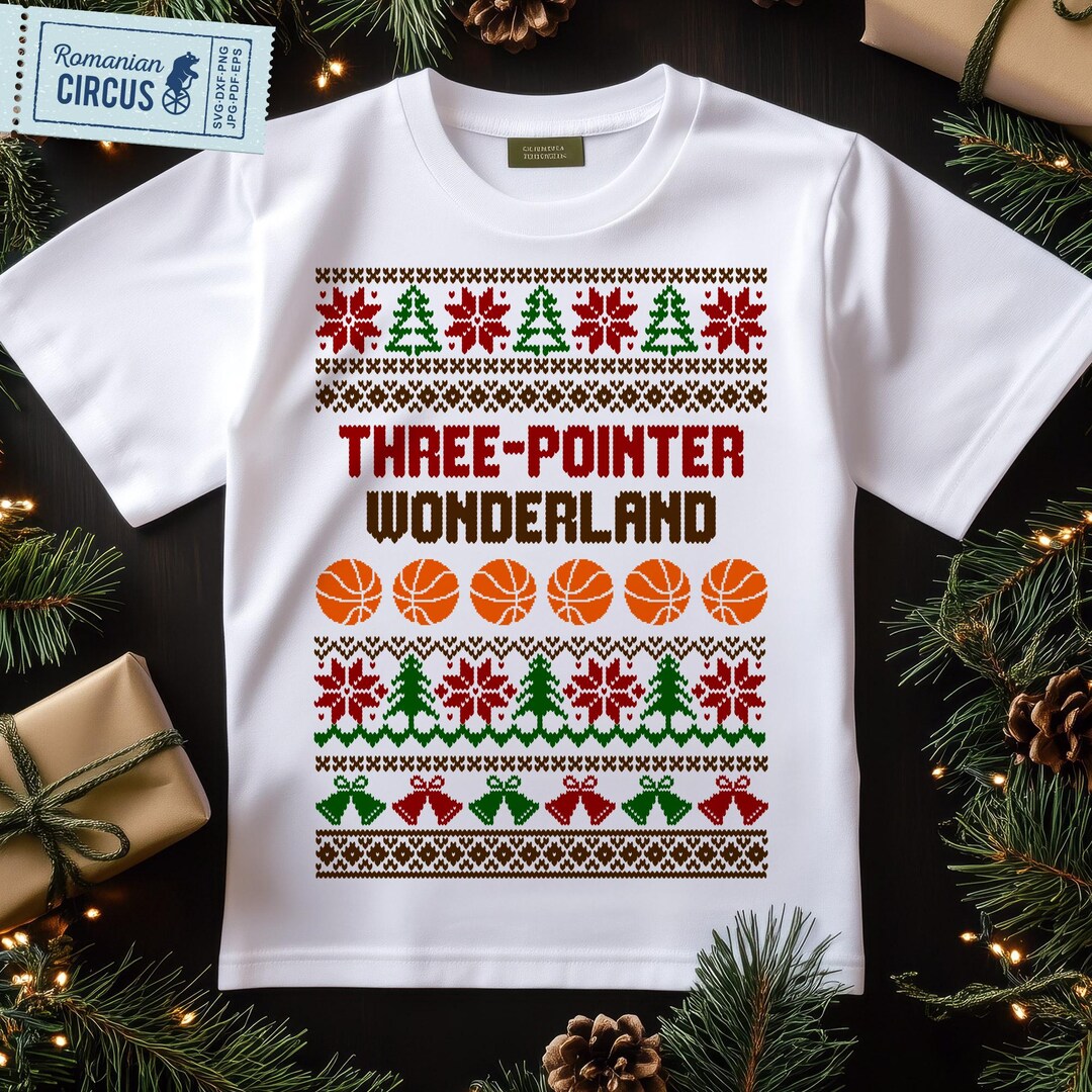 Three-pointer Wonderland Svg, Png, Basketball Ugly Sweater Svg ...