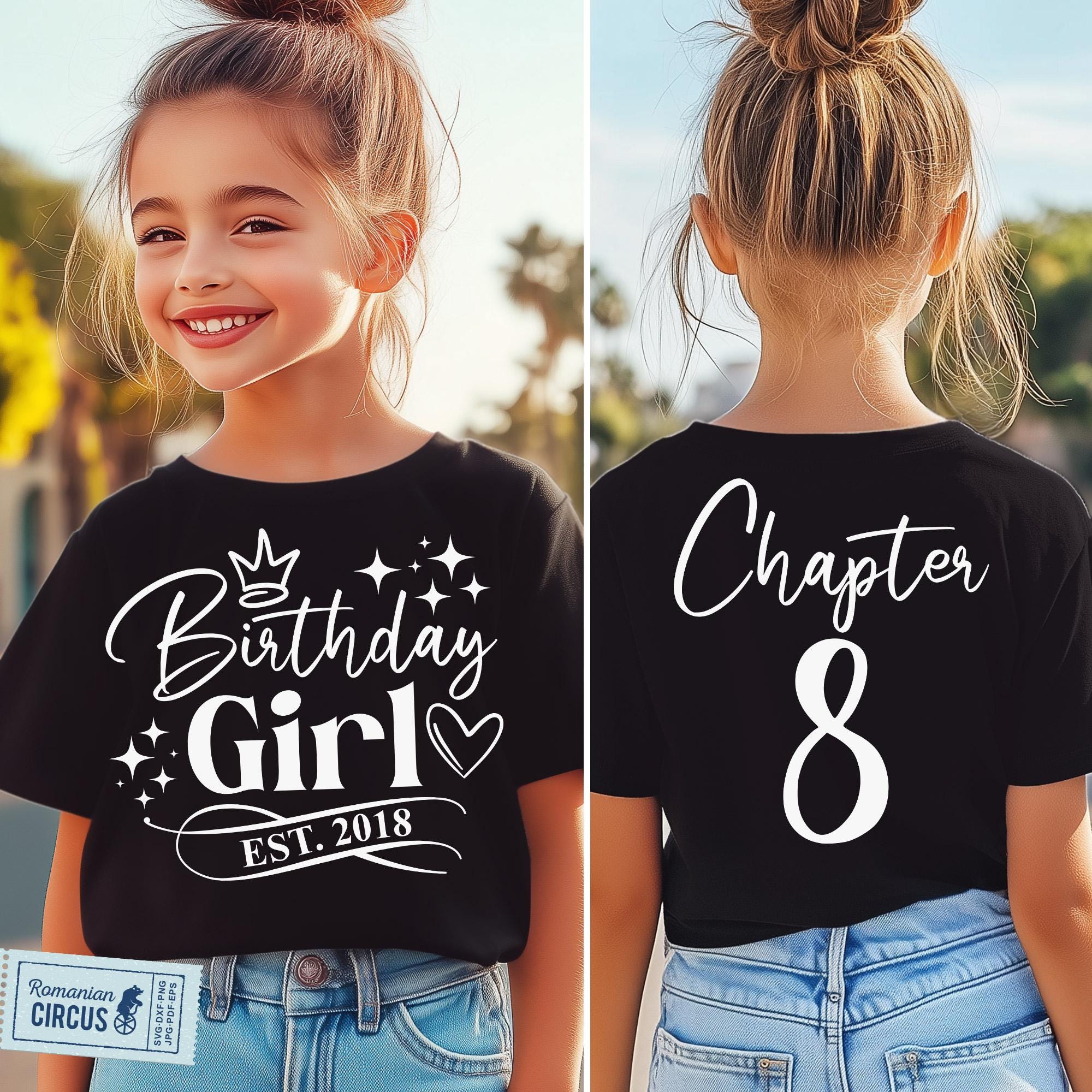 8th Birthday Girl Shirt SVG, PNG, Chapter 8 Svg, Est. 2018, Front ...