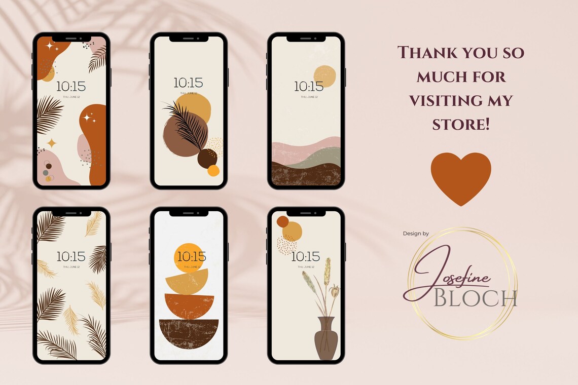 Boho Iphone Wallpapers Digital Download Beige Brown Minimal - Etsy