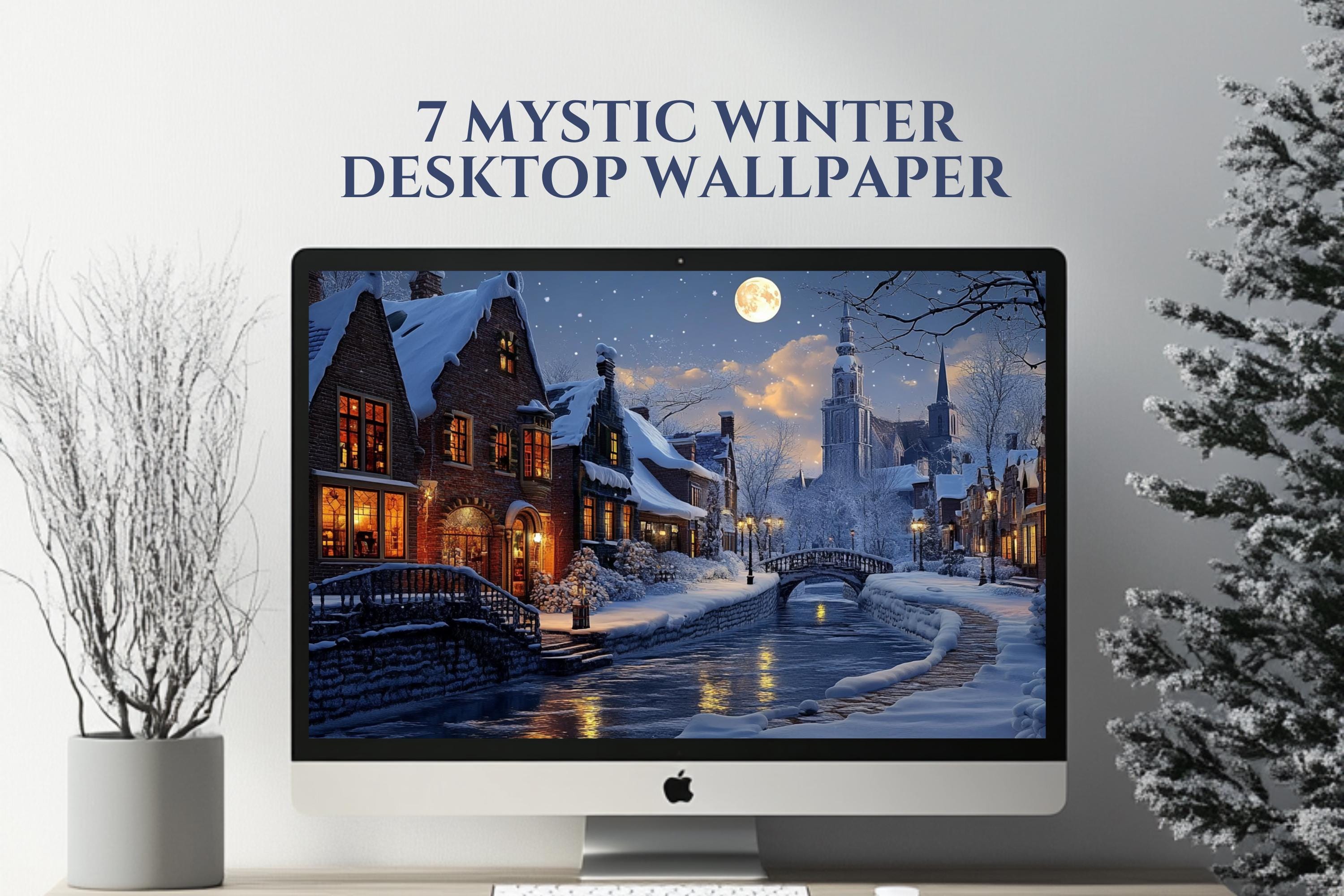 Digital Mystic Snow Village Wallpaper | Winter HD Background | Dark ...