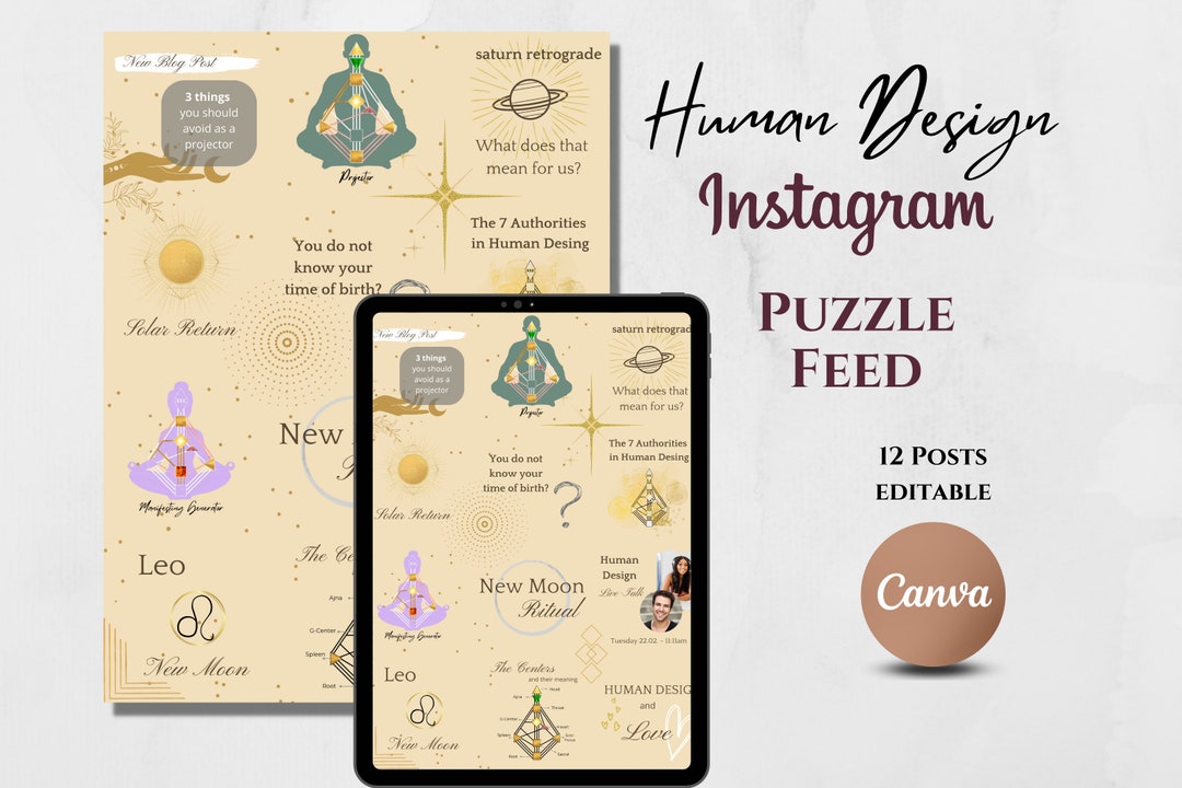 Instagram Human Design Puzzle Feed Template | Brown Gold Pastell | No ...