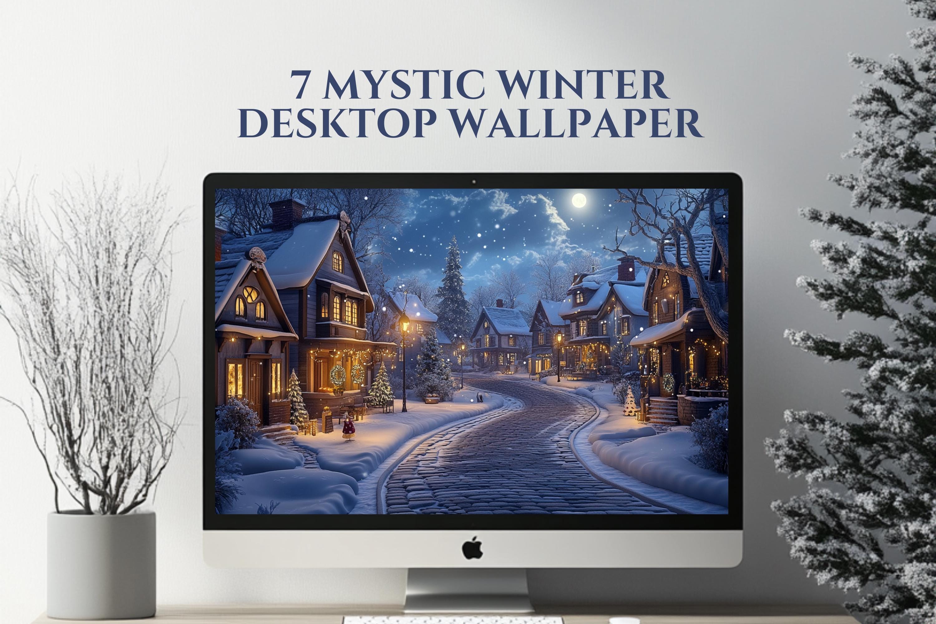 Digital Mystic Snow Village Wallpaper | Winter HD Background | Dark ...