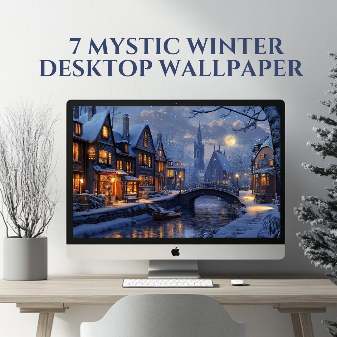 Digital Mystic Snow Village Wallpaper | Winter HD Background | Dark ...