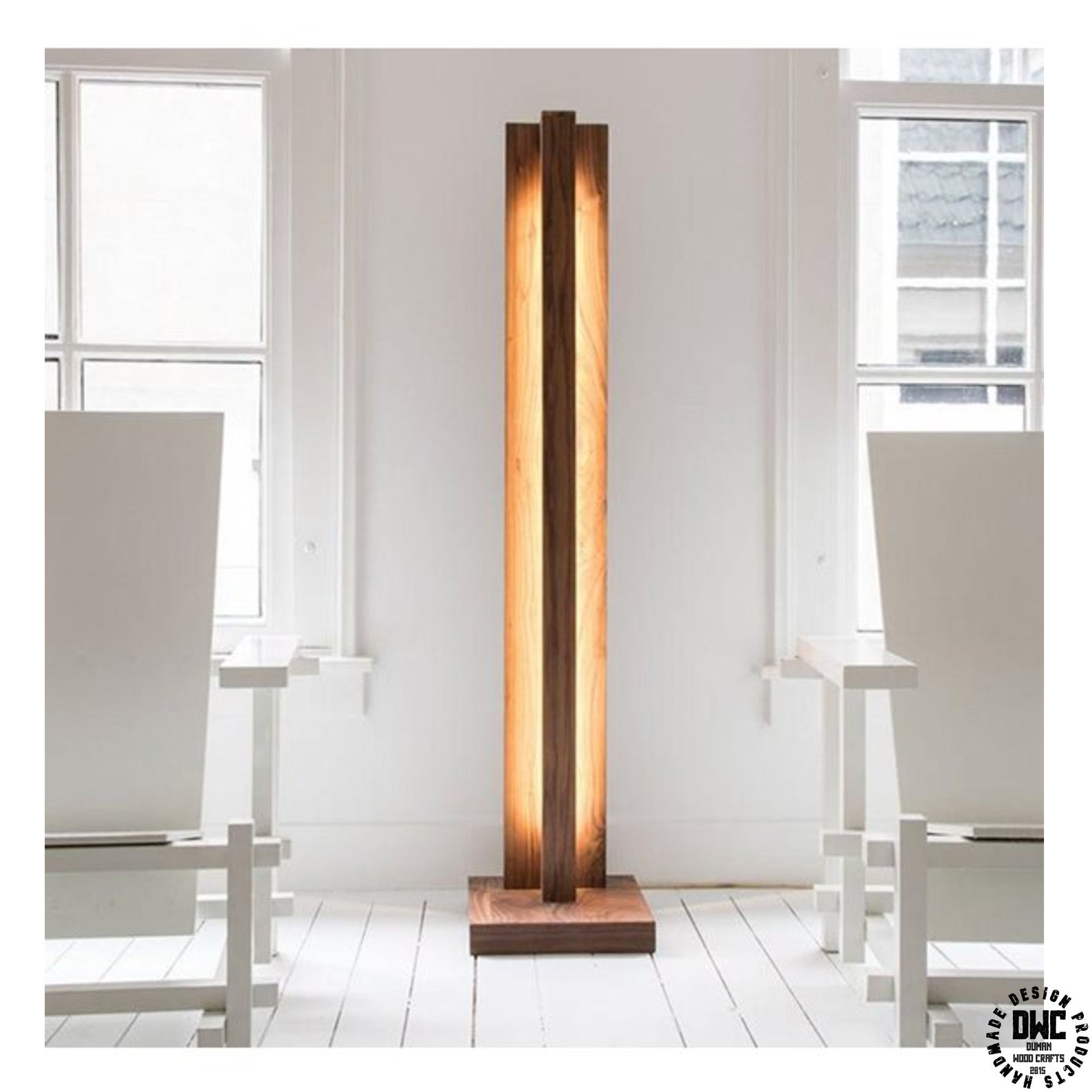 Rustic Handmade Wood Led Floor Lamp Wooden Floor Light - Etsy UK