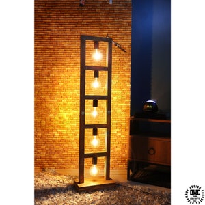 Rustic Handmade Wood Floor Lamp Wooden Light Decor Modern Lamps Home ...