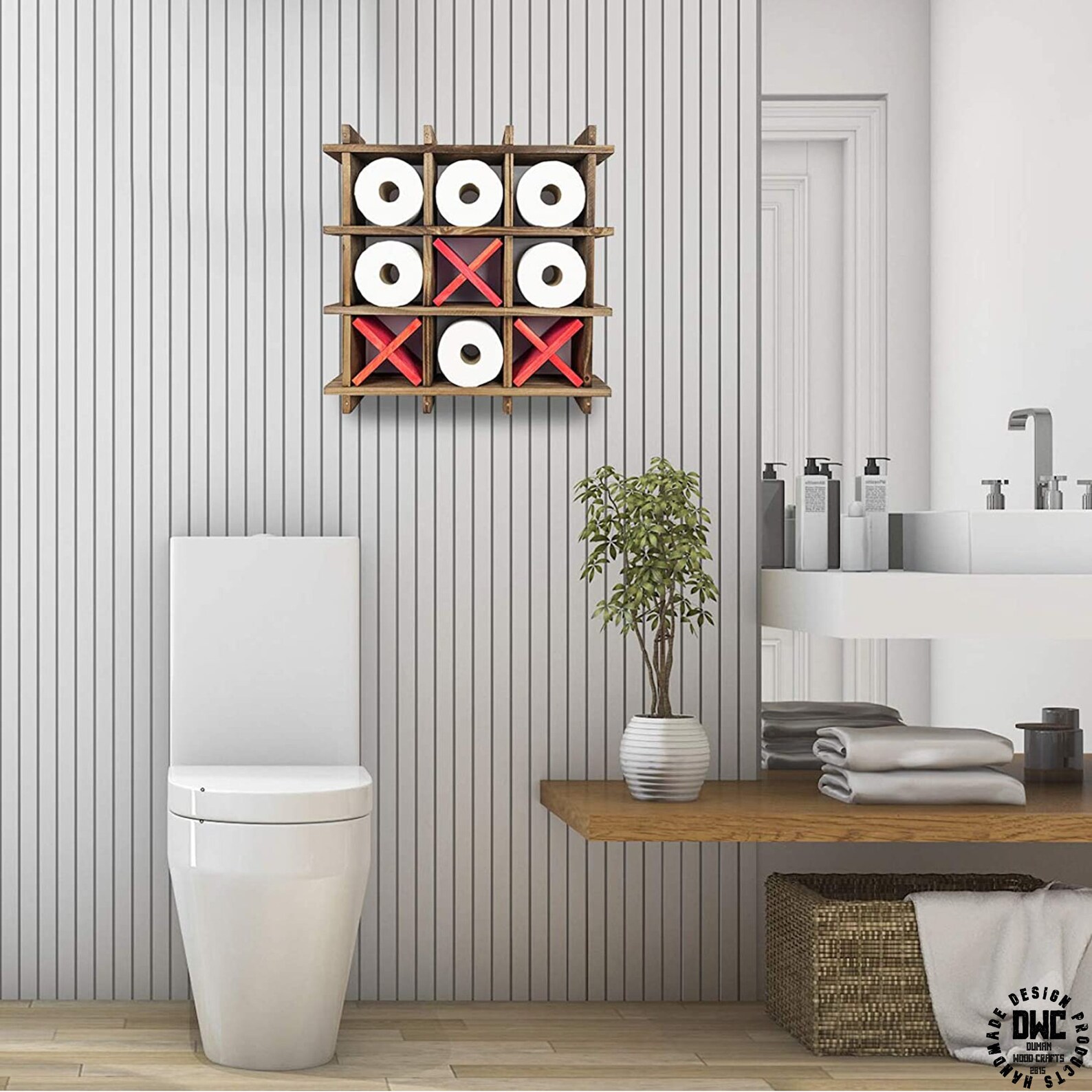 Handmade Wood Toilet Paper Rack WC Wall Decor Multipurpose - Etsy