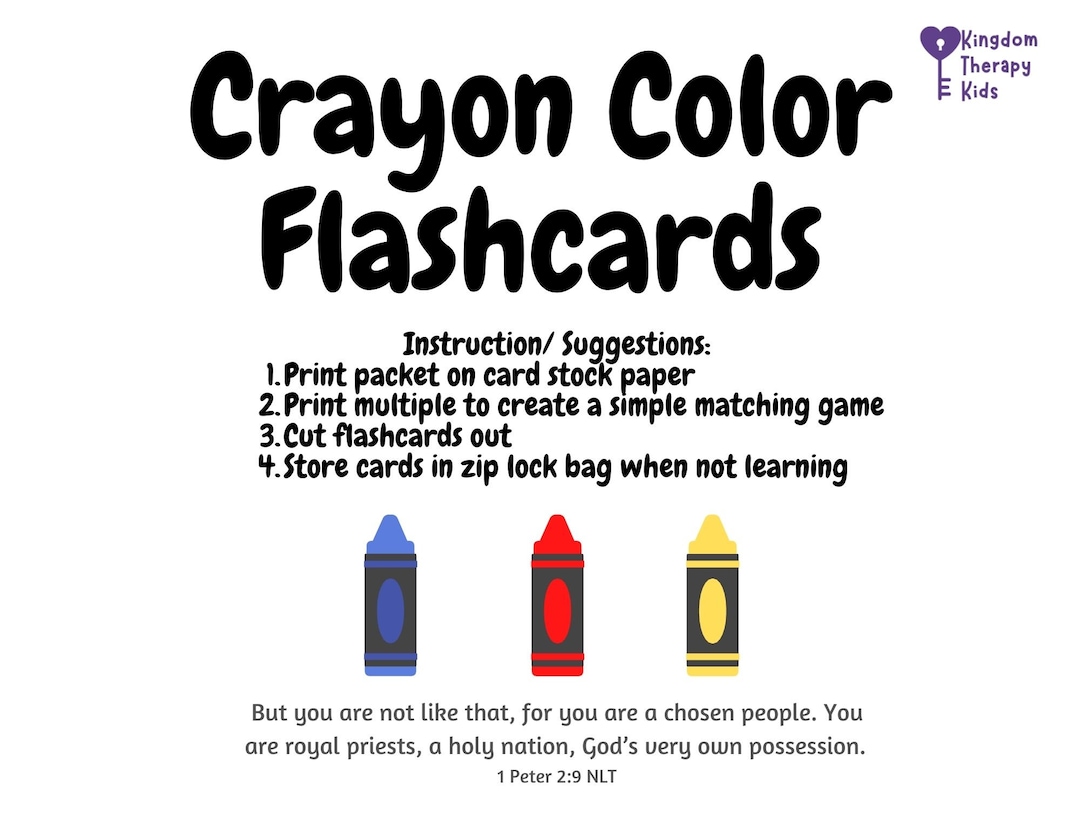 Crayon Color Flashcards - Etsy