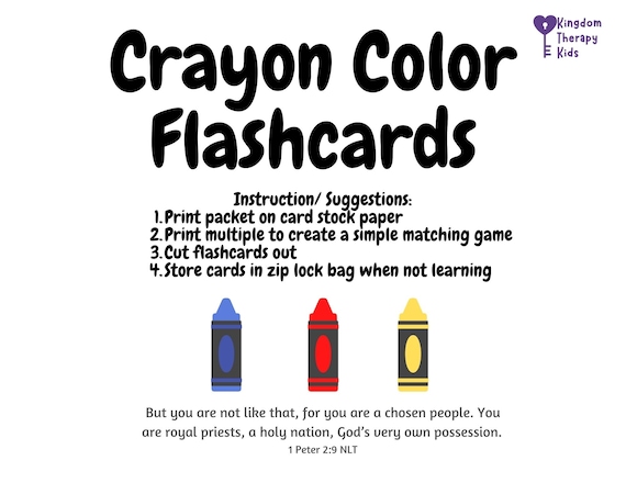 Crayon Color Flashcards | Etsy