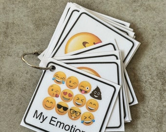 Emotions Emoji Printable Flashcards Instant Download Emotions Classroom Flashcards Pre-k Flash ...