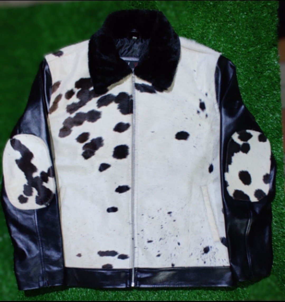 Handmade Pony Skin Real Cowhide Leather Jacket Mens Cowhide Hair on ...