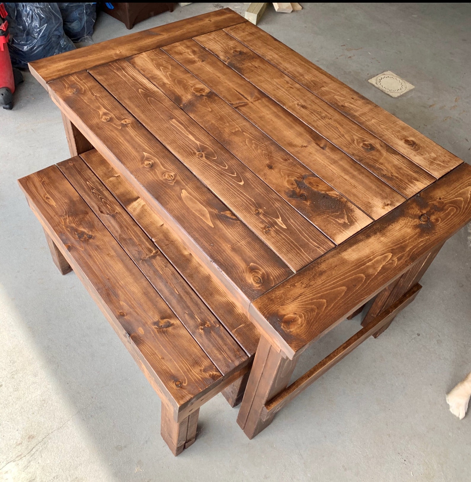 Handmade Wooden Table With Bench Seats - Etsy