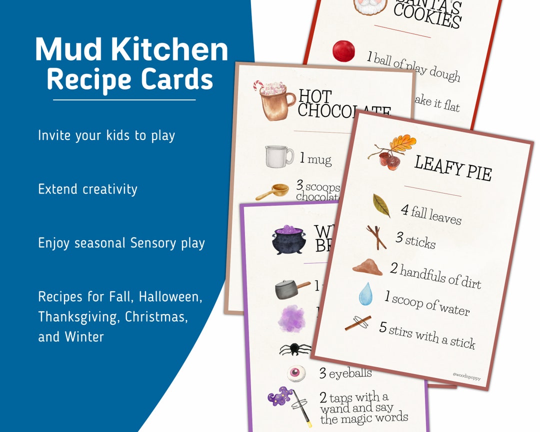 Sensory Play Recipe Cards Mud Kitchen Play Educational Learning ...