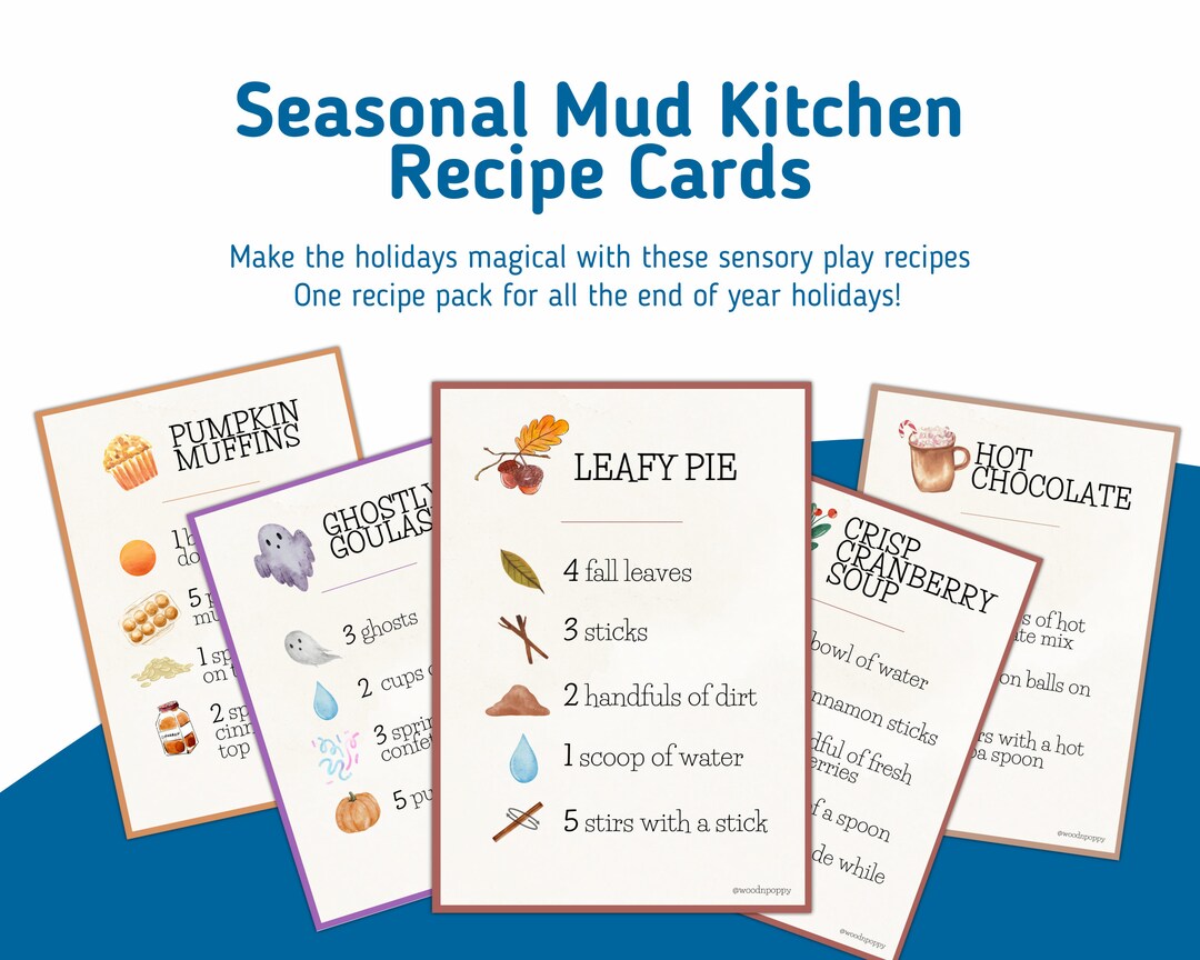 Seasonal Mud Kitchen Recipe Cards - Montessori Printable - Nature Play ...