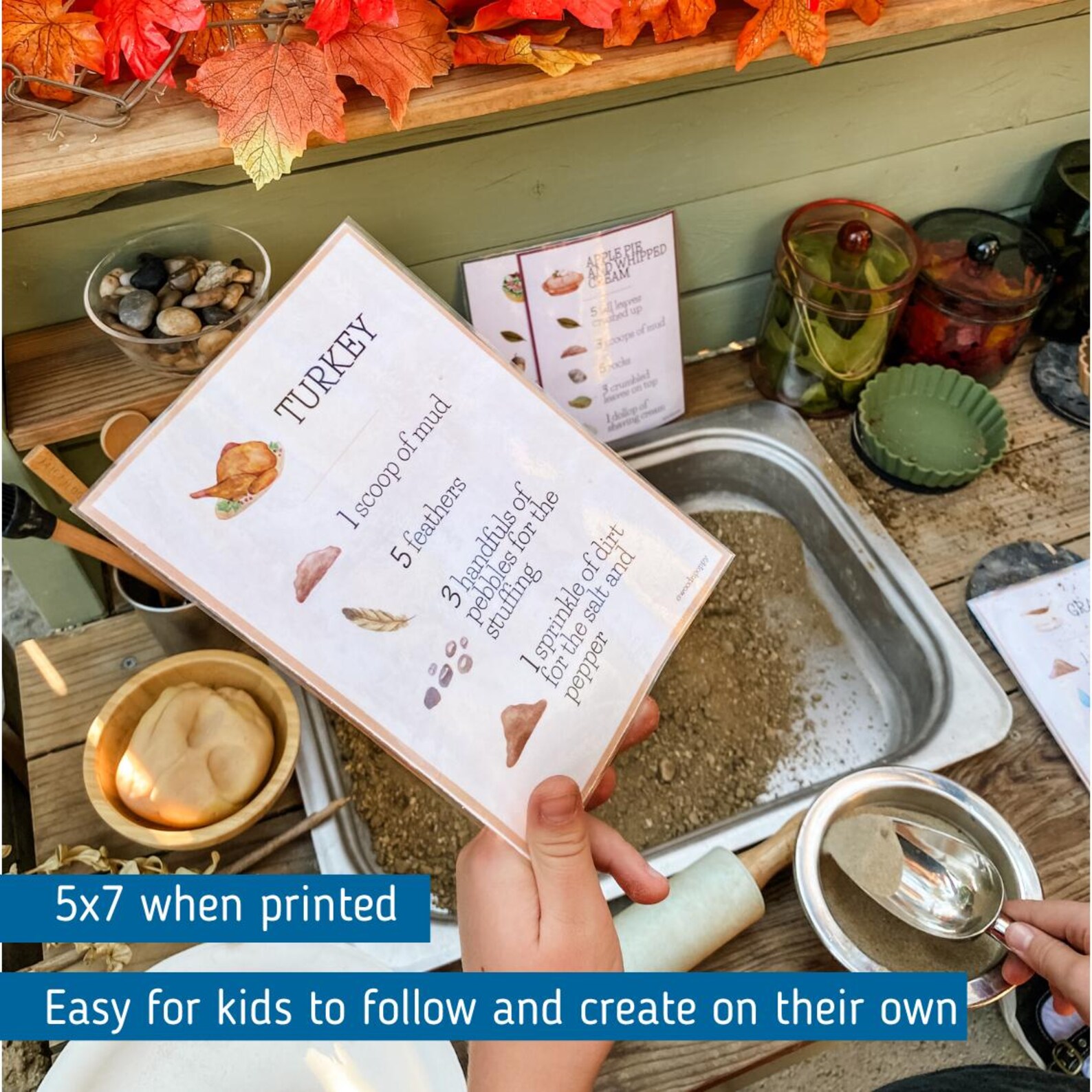 Thanksgiving Mud Kitchen Recipe Cards - Fall Printable - Nature Play ...