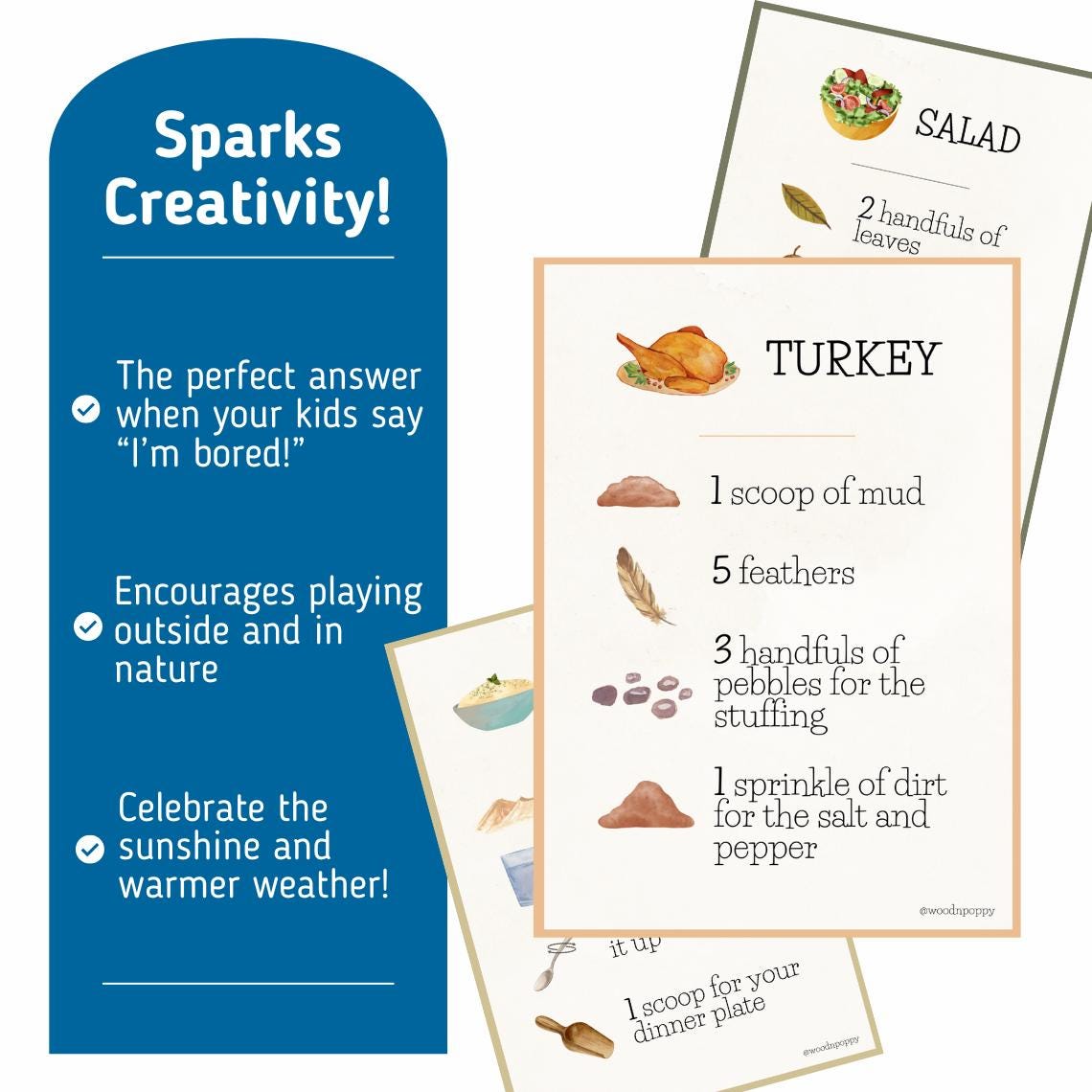 Thanksgiving Mud Kitchen Recipe Cards - Fall Printable - Nature Play ...
