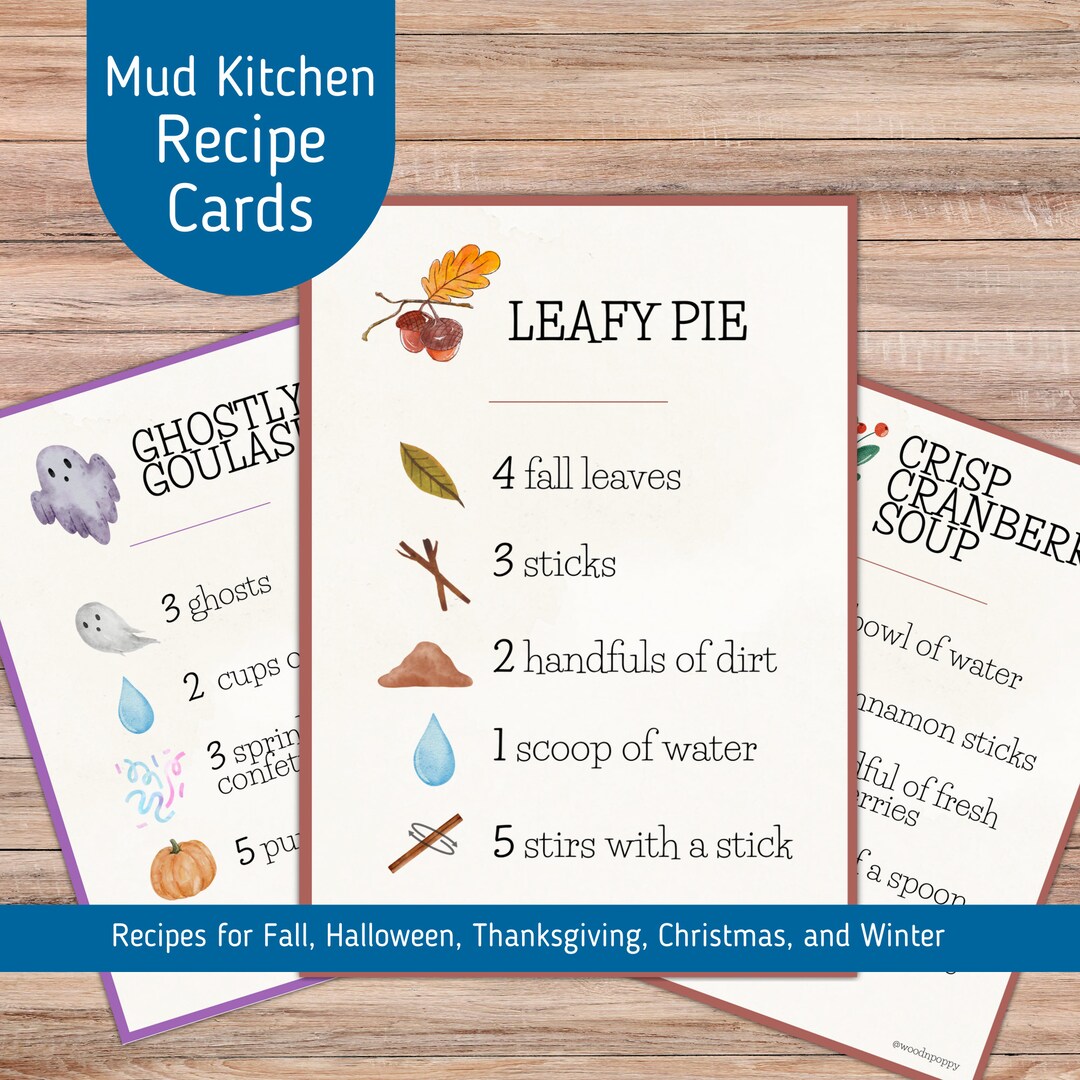 Printable Recipe Cards for Sensory Play - Holiday Themed Outdoor Play ...