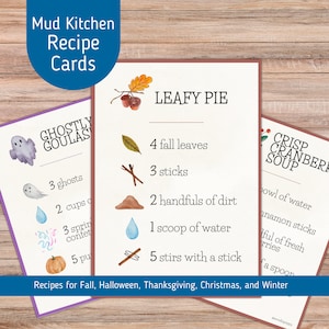 Printable Recipe Cards for Sensory Play - Holiday Themed Outdoor Play ...