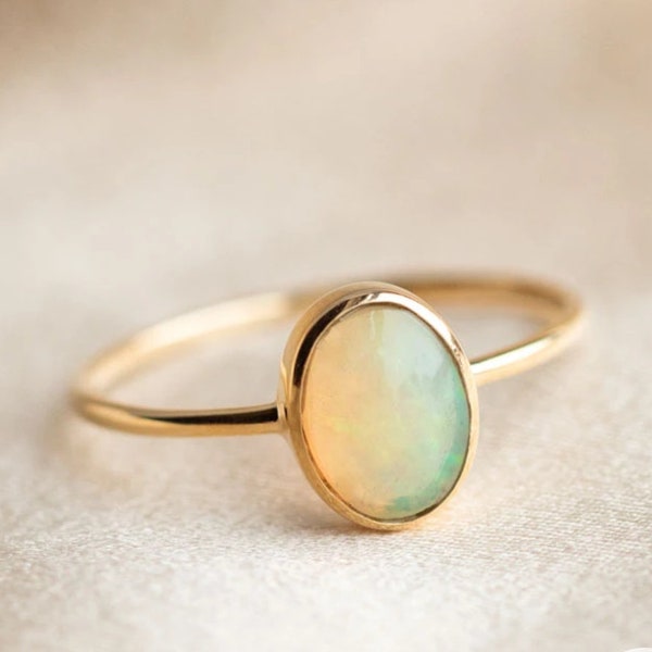 Simple Opal Ring - Etsy