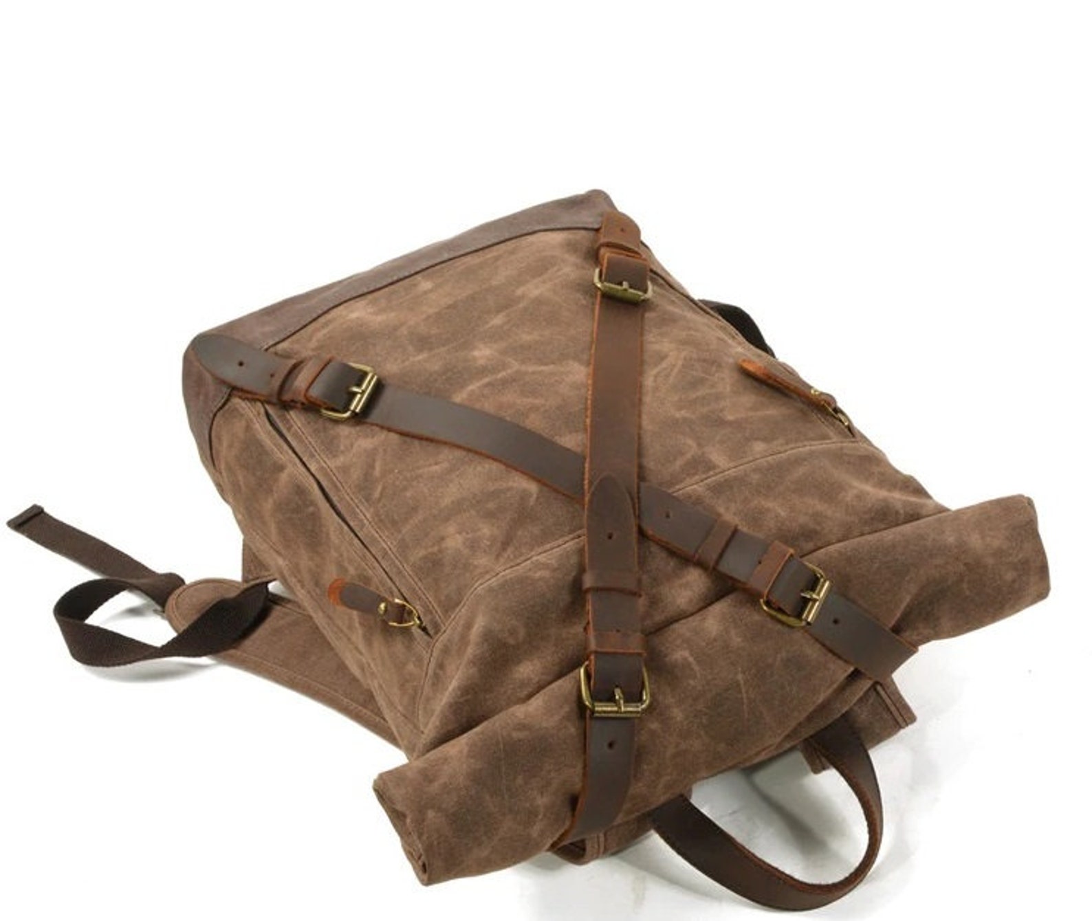 Casual Leather Canvas Backpack Vintage Waterproof Large - Etsy