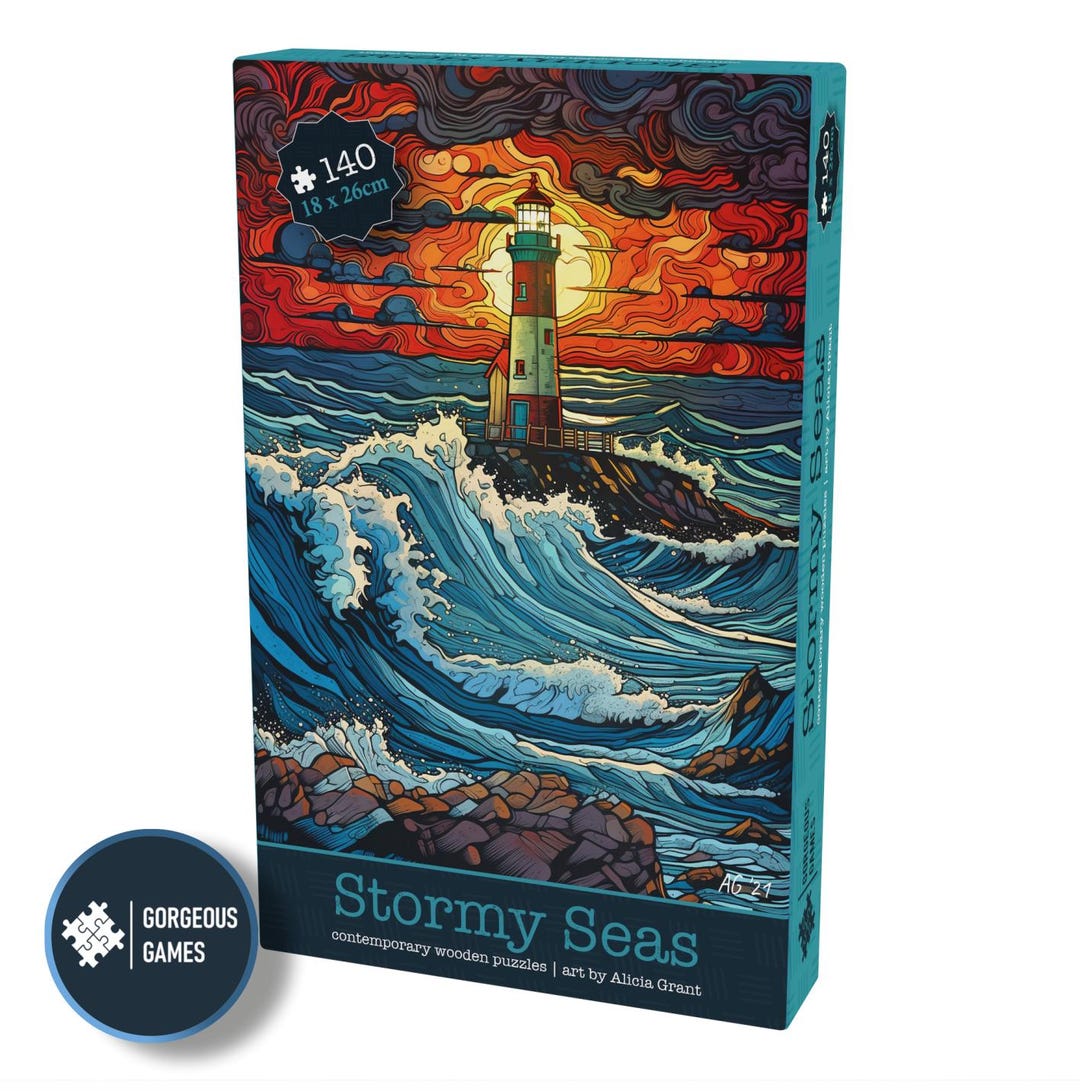 Stormy Seas Wooden Jigsaw Puzzle: Lighthouse Scene, 140 Pieces - Etsy