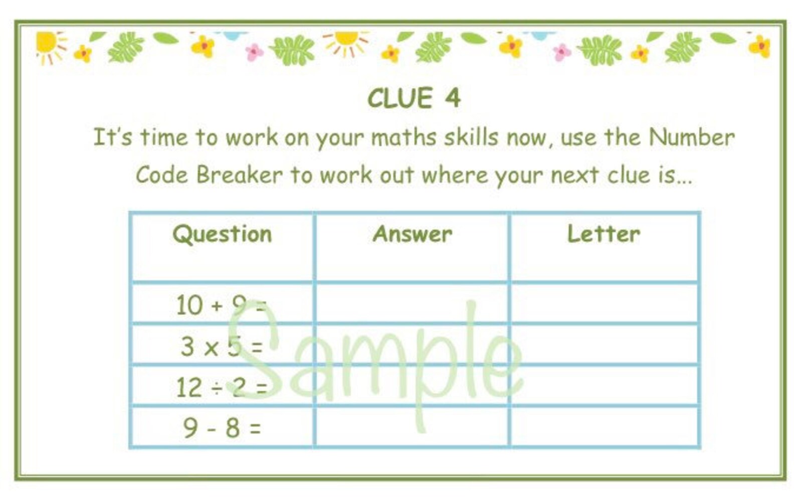 Gorgeous Colourful Treasure Hunt /code Breaker Activity for - Etsy