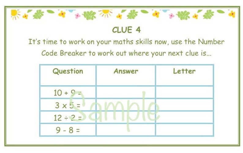 Gorgeous Colourful Treasure Hunt /code Breaker Activity for - Etsy