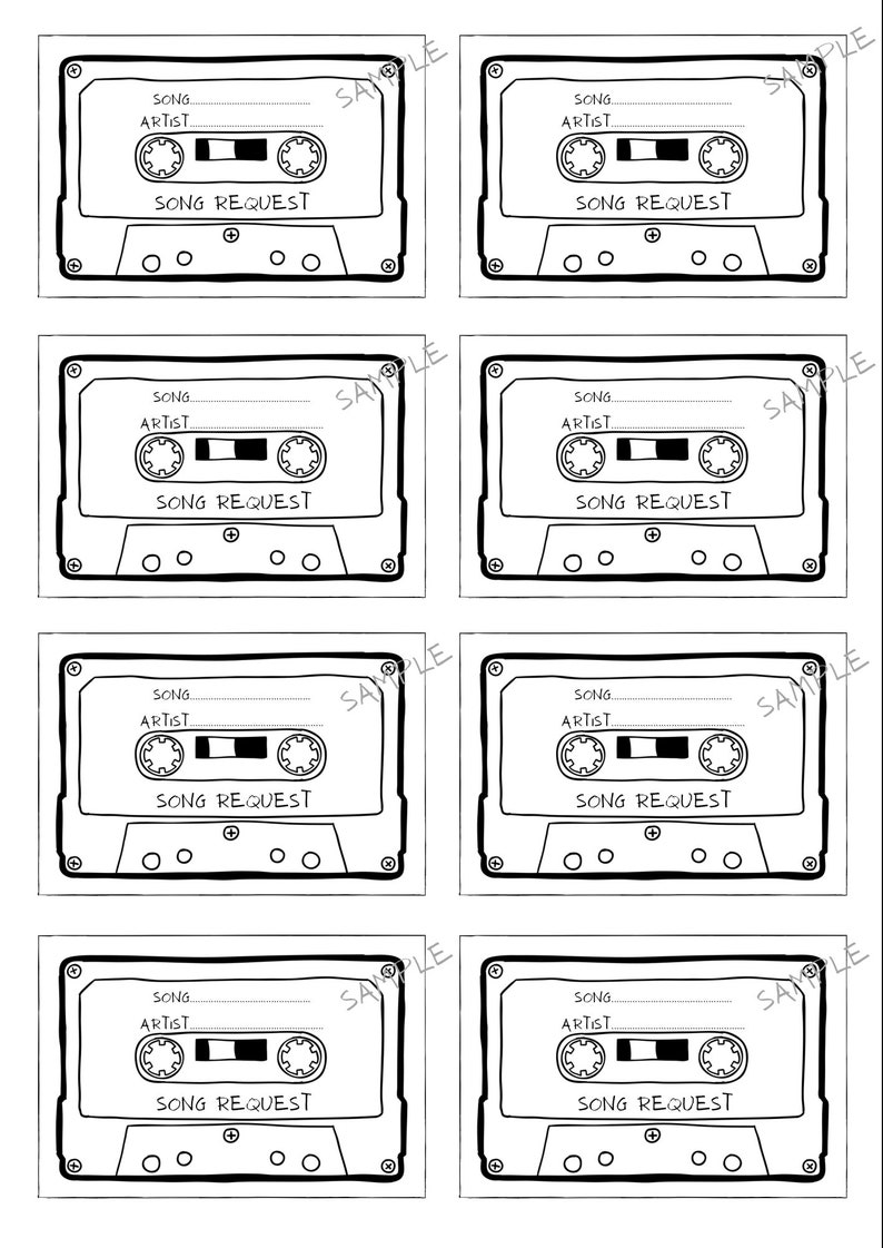 Song Request Cards Printable A4 Sheet Wedding Reception/ - Etsy Singapore