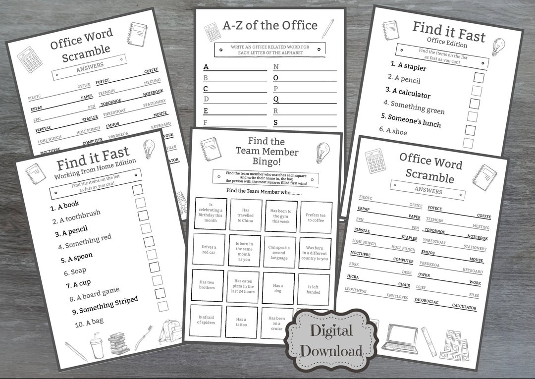 Office Games Pack, Team Building, Ice Breaker, Meeting, Colleagues ...